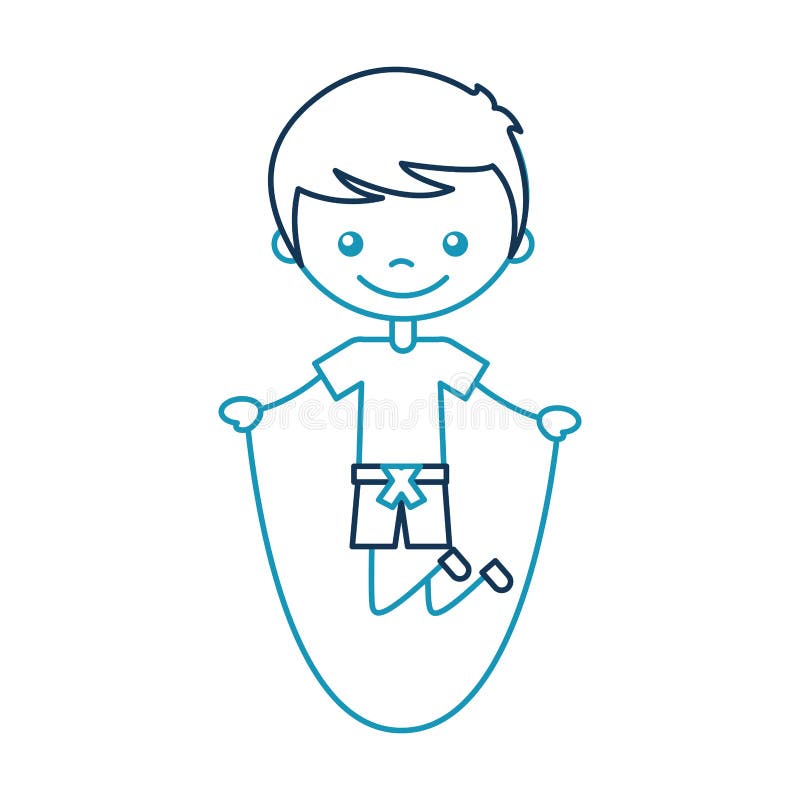 Cute Boy Jumping Rope Character Icon Stock Vector - Illustration of ...