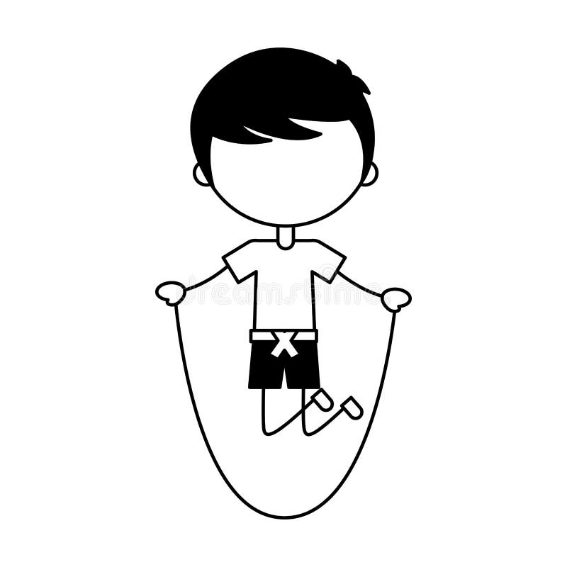 Cute Boy Jumping Rope Character Icon Stock Vector - Illustration of ...