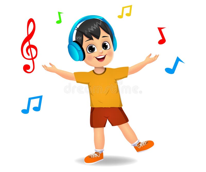 Little Boy Listening To Music Headphones Stock Illustrations – 60 ...
