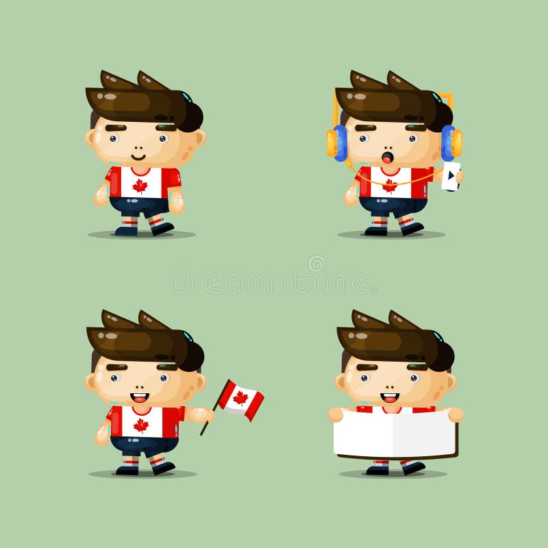 Cute Boy Mascot Character Set for Canada Day Stock Vector ...