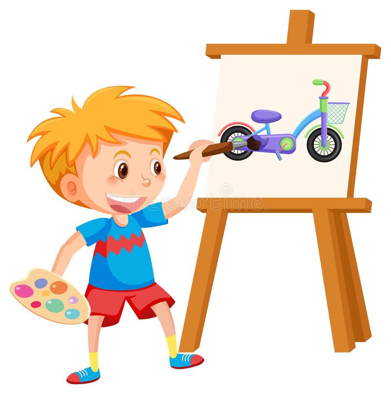 Cartoon Kids Painting Canvas Stock Illustrations – 359 Cartoon Kids ...