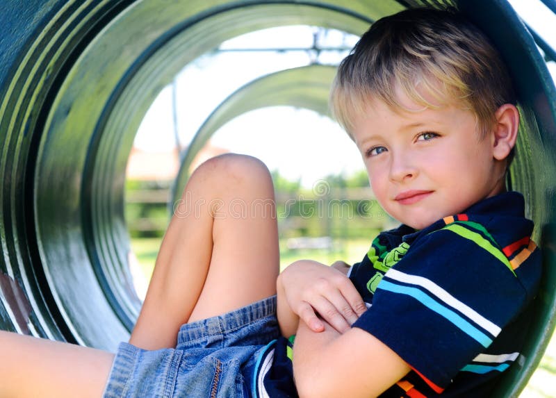 Cute boy in playground stock photo. Image of happy, park - 17217374