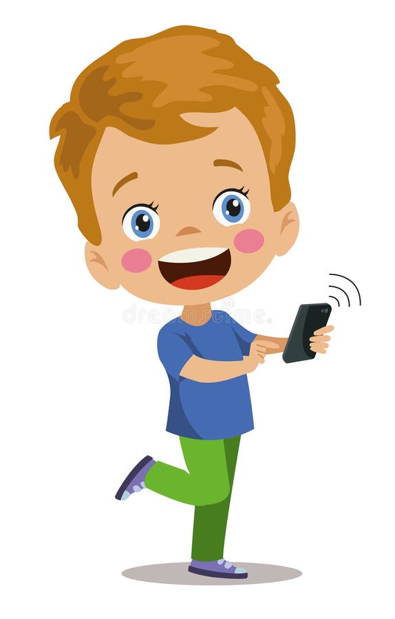 Cute Boy Playing with the Phone Stock Vector - Illustration of phone ...
