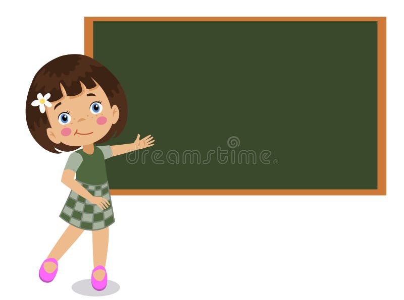 Cute Boy Pointing at the Classroom Board Stock Vector - Illustration of ...