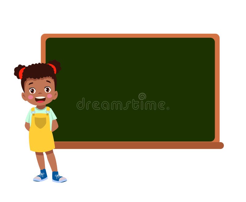 Cute Boy Pointing at the Classroom Board Stock Illustration ...