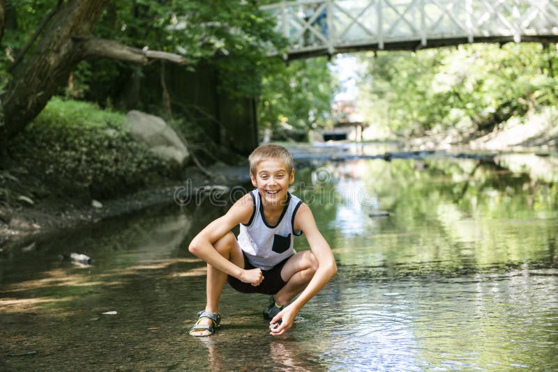A Cute Boy Portrait in the Forest Stock Image - Image of nature, park ...