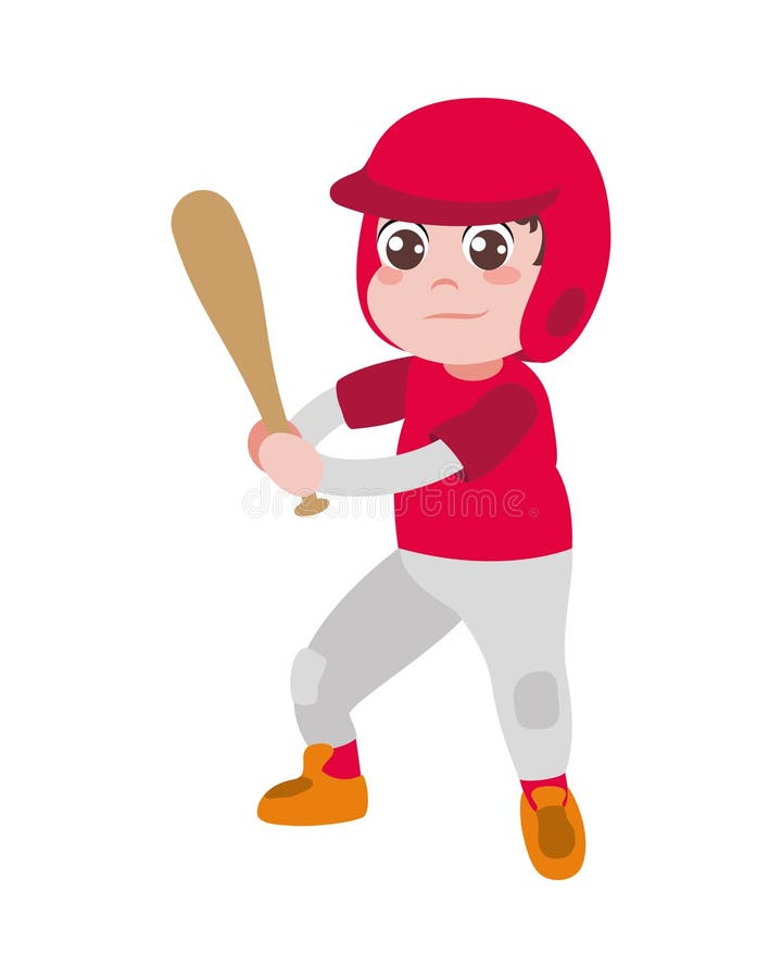 Cute Boy Practicing Baseball Stock Illustration - Illustration of ...