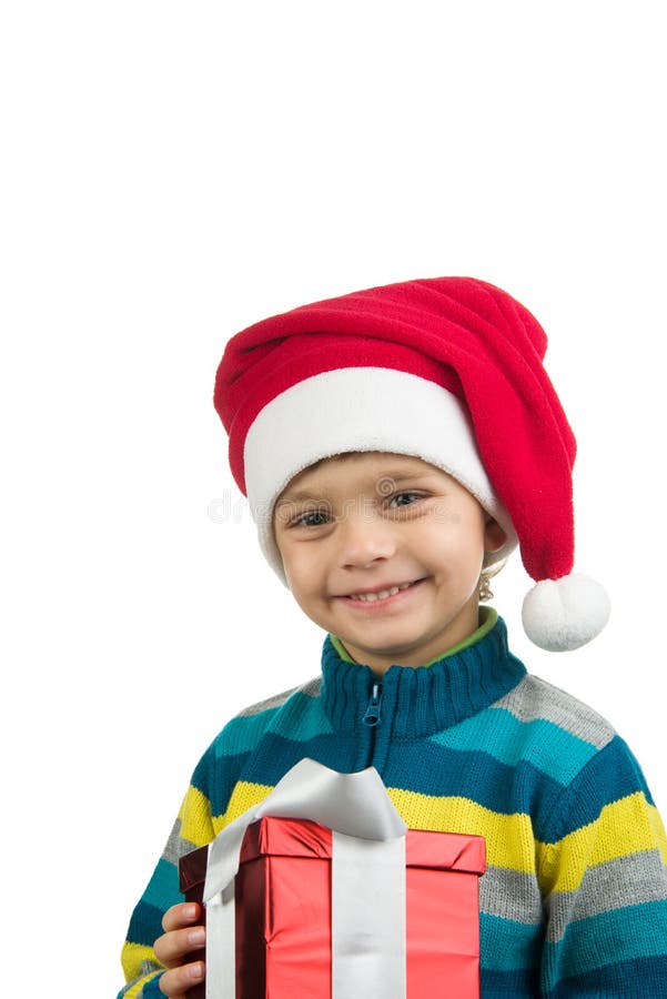 Cute Boy with Present Box for Christmas Stock Photo - Image of gift ...