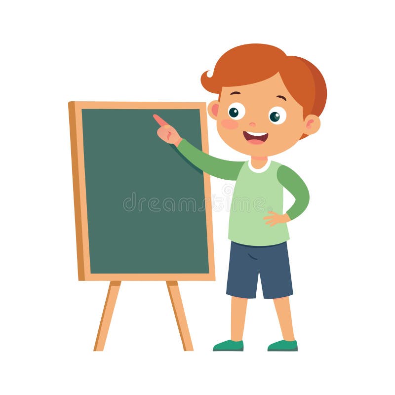 Cute Boy Presenting on Blackboard: Back To School Illustration Stock ...