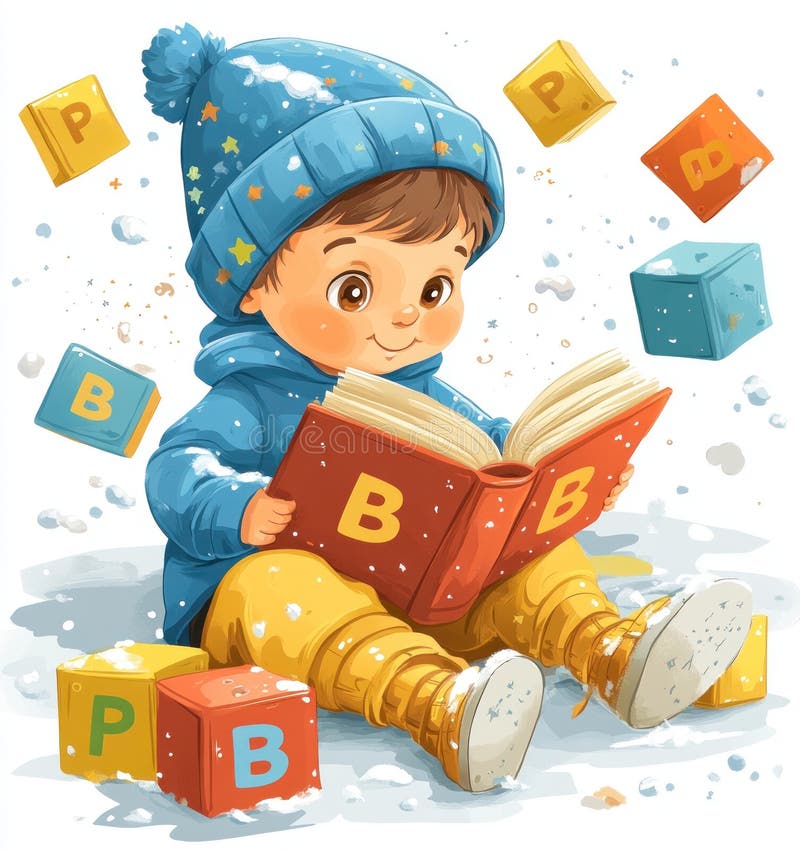 Cute Boy Reading Book Under a Tree Illustration Stock Illustration ...