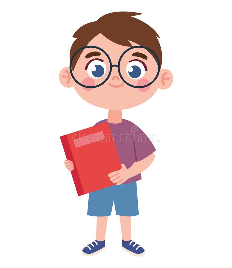 Cute boy reading a book stock vector. Illustration of reading - 341982640