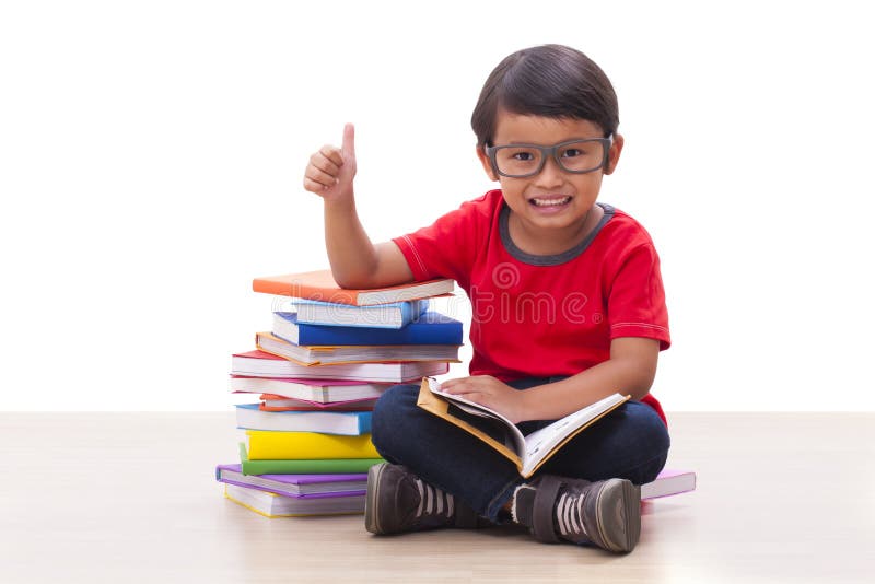 Cute boy reading a book stock image. Image of human, confident - 41463723