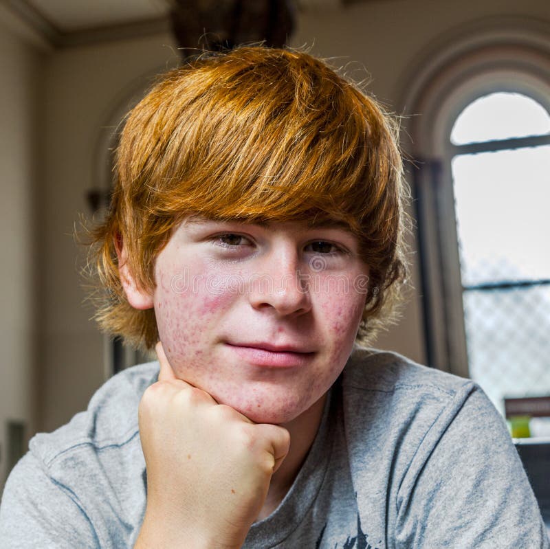 Cute boy with red hair stock image. Image of hall, adolescent - 34402217