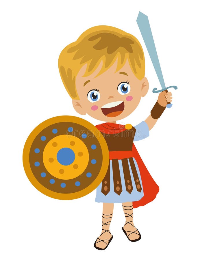 Cute Boy in Roman Military Costume Stock Illustration - Illustration of ...