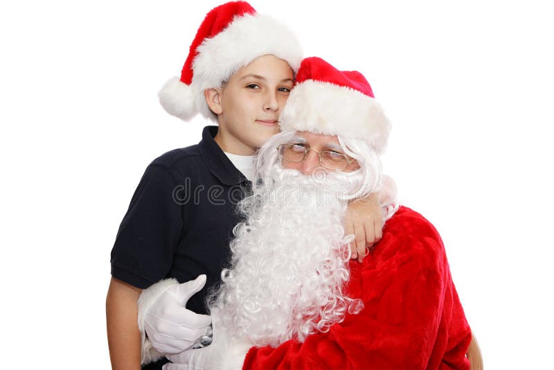 Cute Boy with Santa stock photo. Image of christmas, trust - 3394538