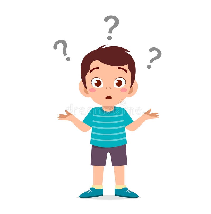 Cute Boy Show Confused Expression with Question Mark Stock Vector ...
