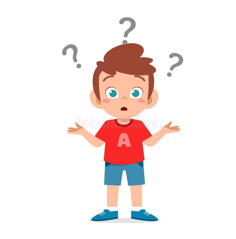 Cute Boy Show Confused Expression with Question Mark Stock Vector ...