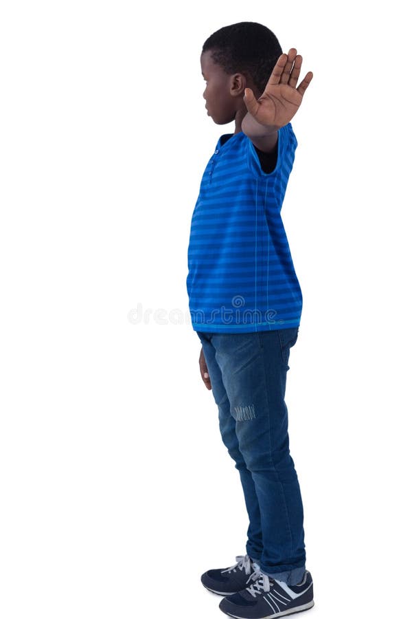 Cute Boy Showing His Hand while Ignoring Stock Image - Image of full ...
