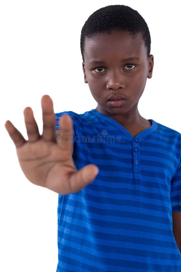 Cute Boy Showing His Hand while Ignoring Stock Photo - Image of modern ...