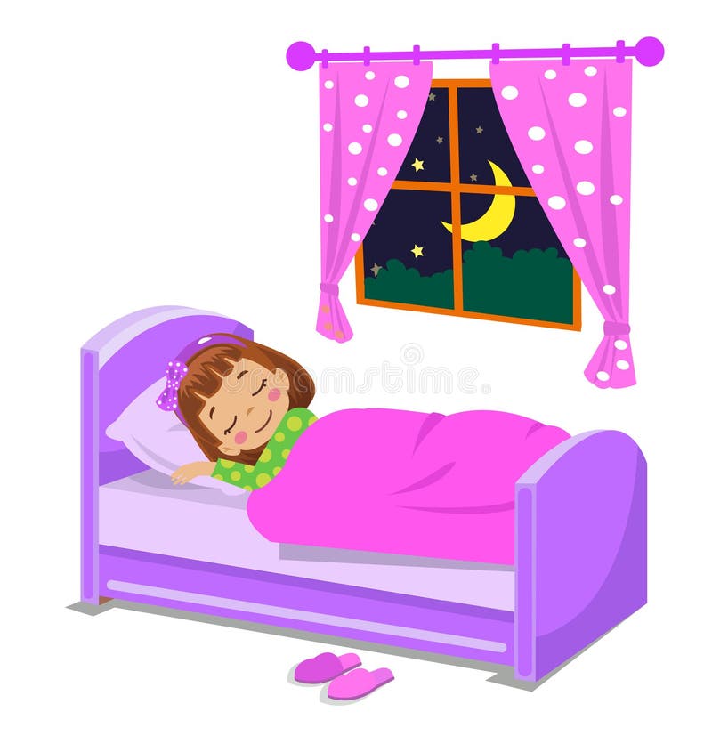 Cute boy sleeping at night stock illustration. Illustration of smiling ...