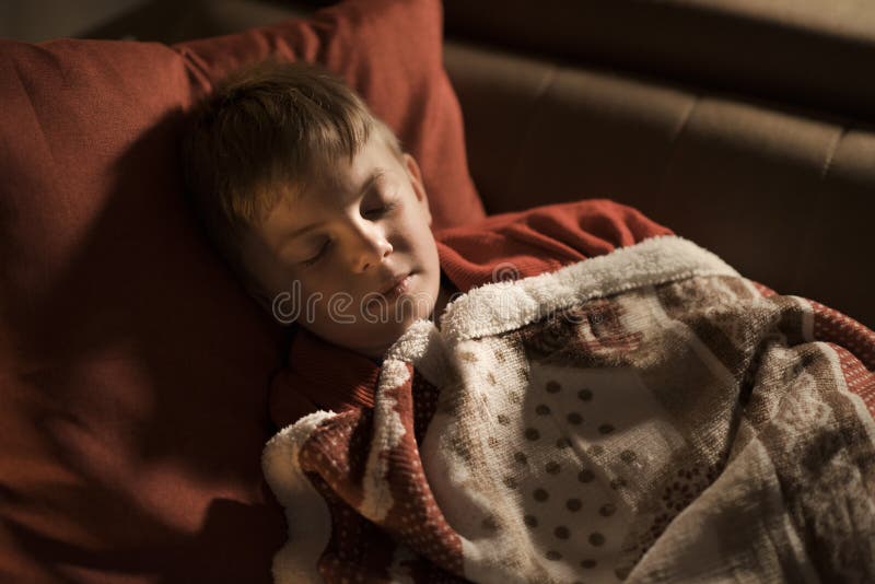 Cute Boy Sleeping on the Sofa Stock Photo - Image of soft, sleeping ...