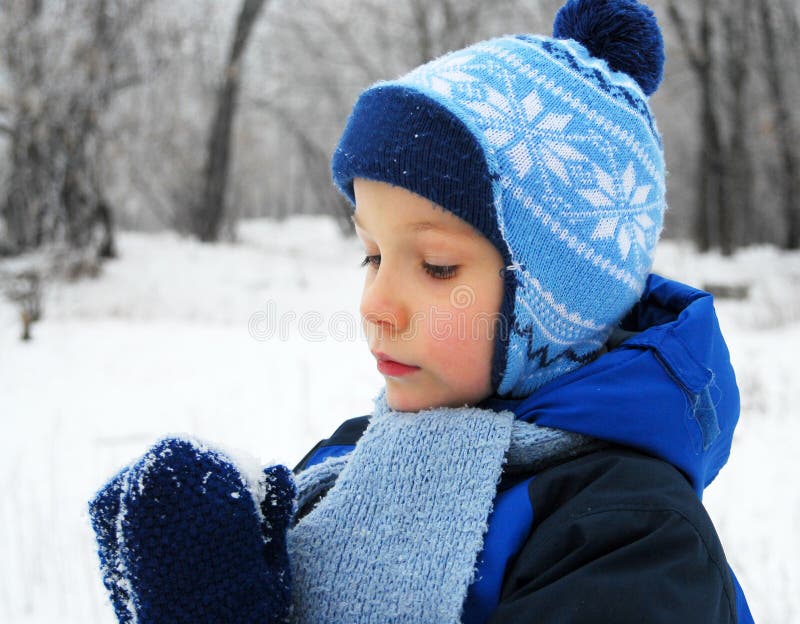 Cute Boy in Snow Park, Winter Concept Stock Photo - Image of cute ...