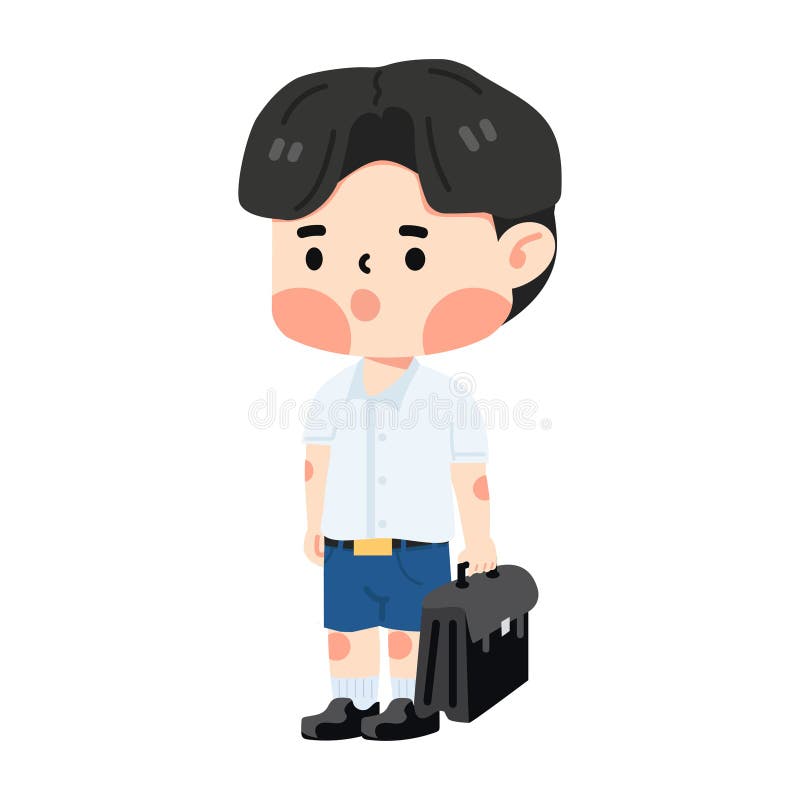 Cute Boy Student Holding Bag Education Cartoon Stock Vector ...