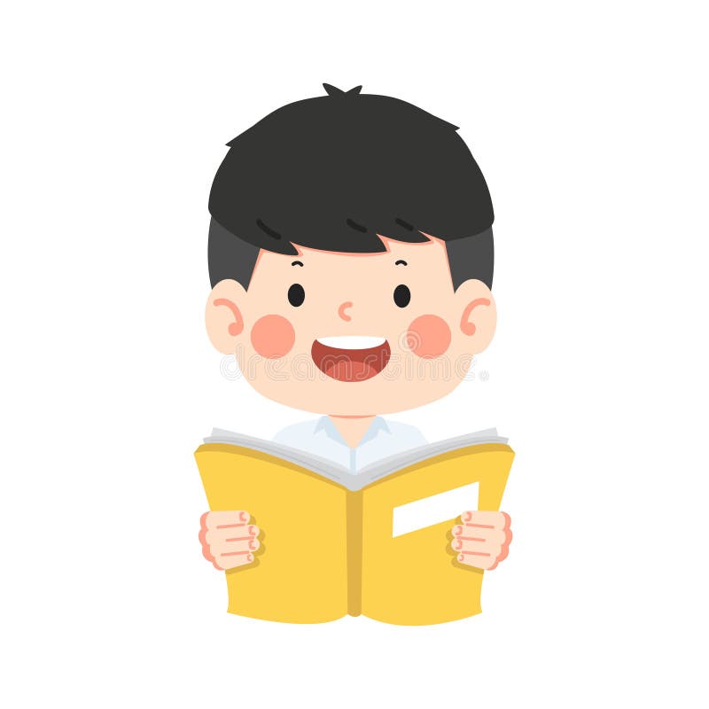 Cute Boy Student Reading a Book Stock Vector - Illustration of enjoy ...