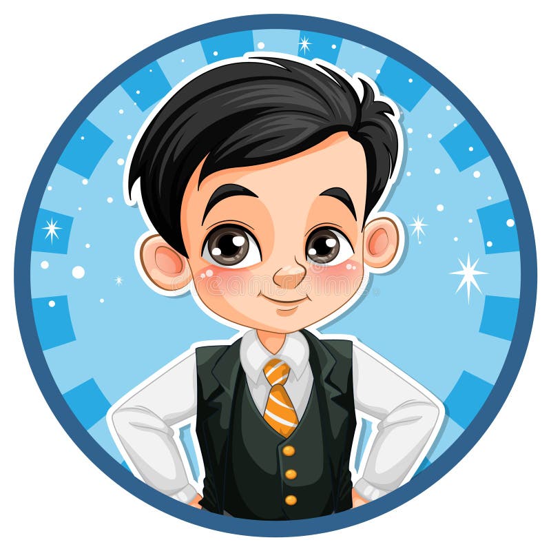 Cute Boy Student in School Uniform Profile Logo Stock Vector ...