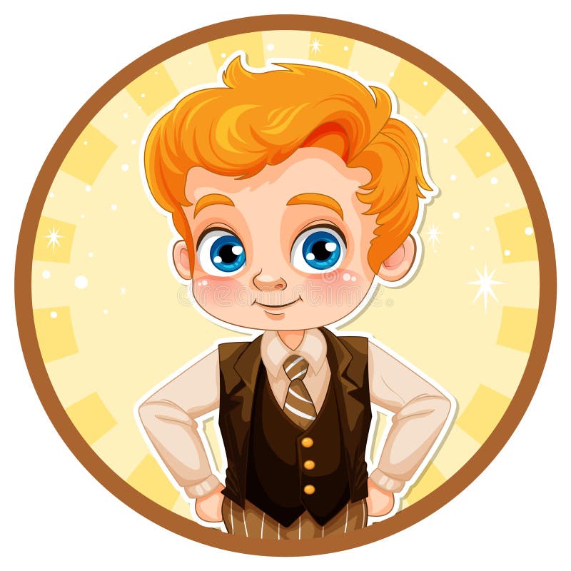 Cute Boy Student in School Uniform Profile Logo Stock Vector ...