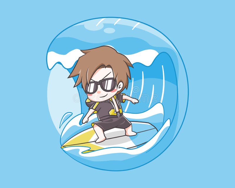 Cute Boy in Summer Time Cartoon Illustration Stock Vector ...