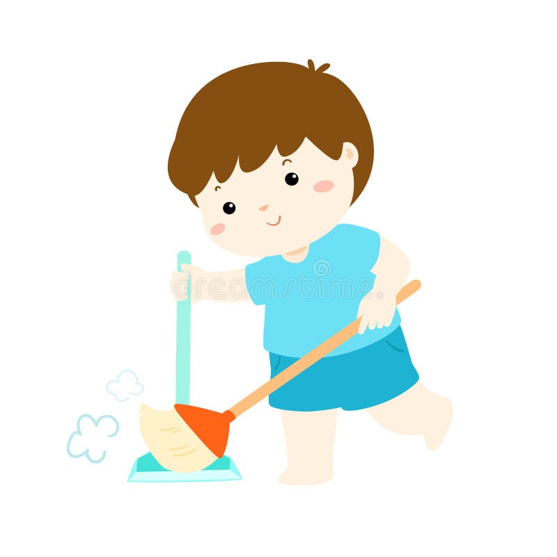 Boy Sweeping The Floor Clip Art