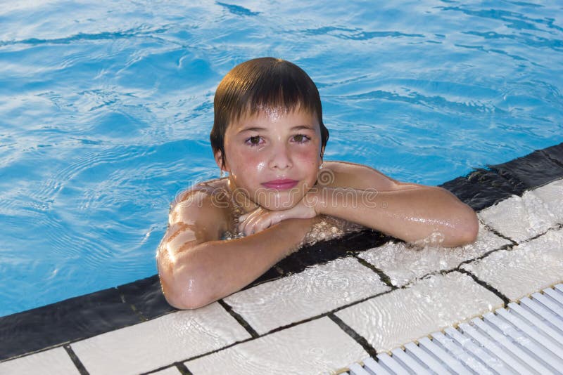 Cute Boy Swimming and Playing in Water Stock Photo - Image of enjoy ...