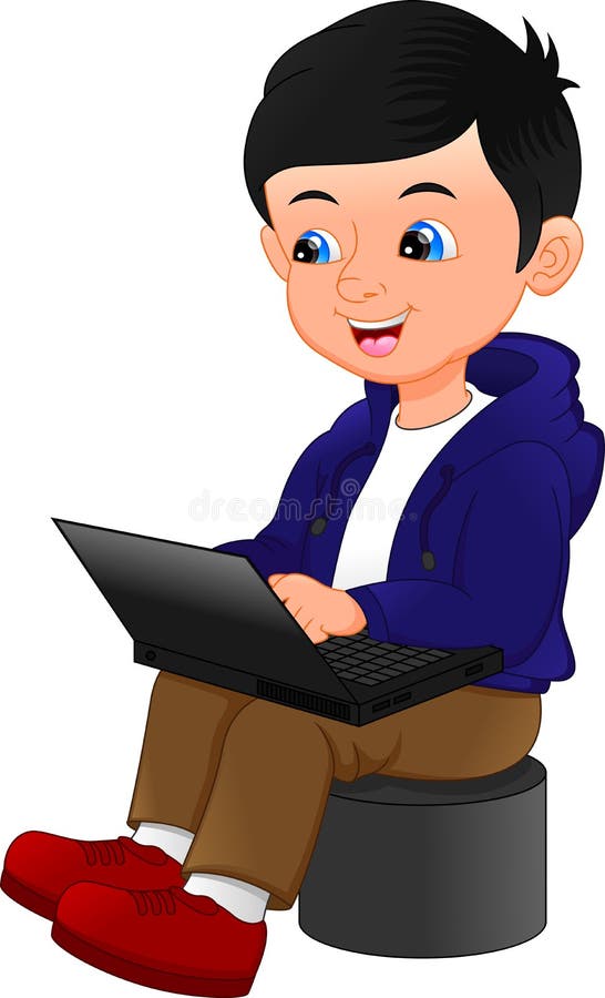 Boy Looking Laptop Stock Illustrations – 579 Boy Looking Laptop Stock ...