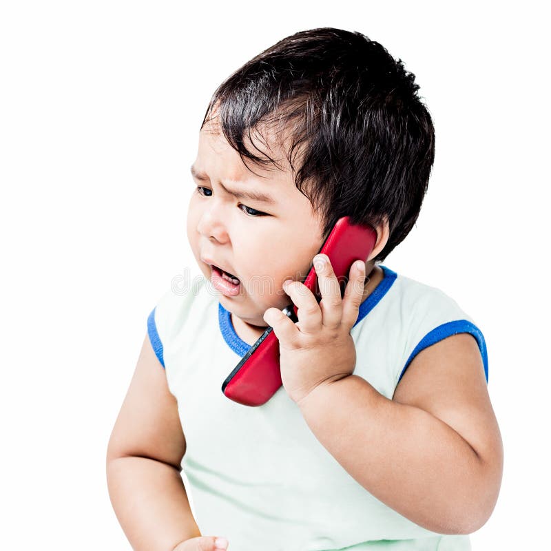Cute Boy Using Mobile Phone Stock Photo - Image of cute, cellphone ...