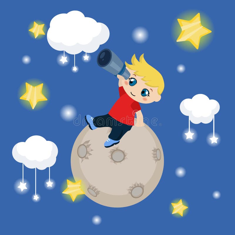 Boy Watching Telescope Stock Illustrations – 121 Boy Watching Telescope ...