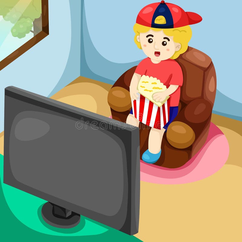 Boy watching TV stock vector. Illustration of child, show - 36529677