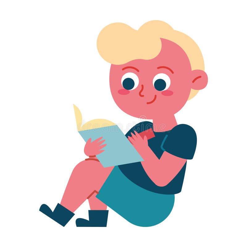 Cute Boy Writing in Notebook Stock Illustration - Illustration of ...