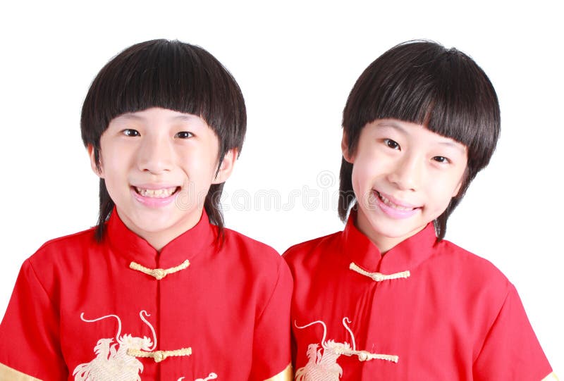 Cute Boys Wearing Red Chinese Suit Stock Image - Image of ethnic ...