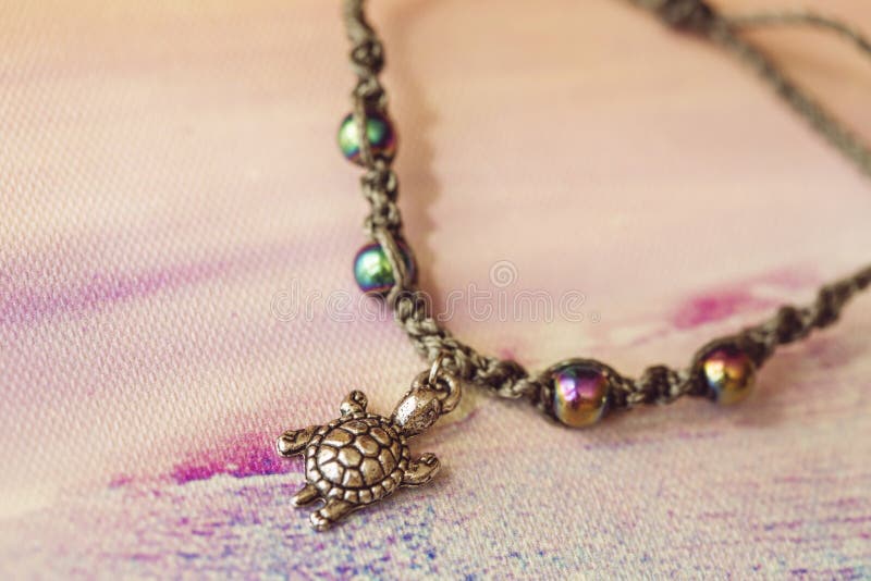 Cute Bracelet with Metal Pendant Stock Image - Image of jewel, handmade ...