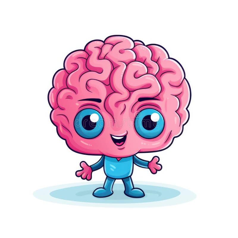 Cute Brain Cartoon Character Came Up With An Idea Cartoon Style Modern Simple Illustration
