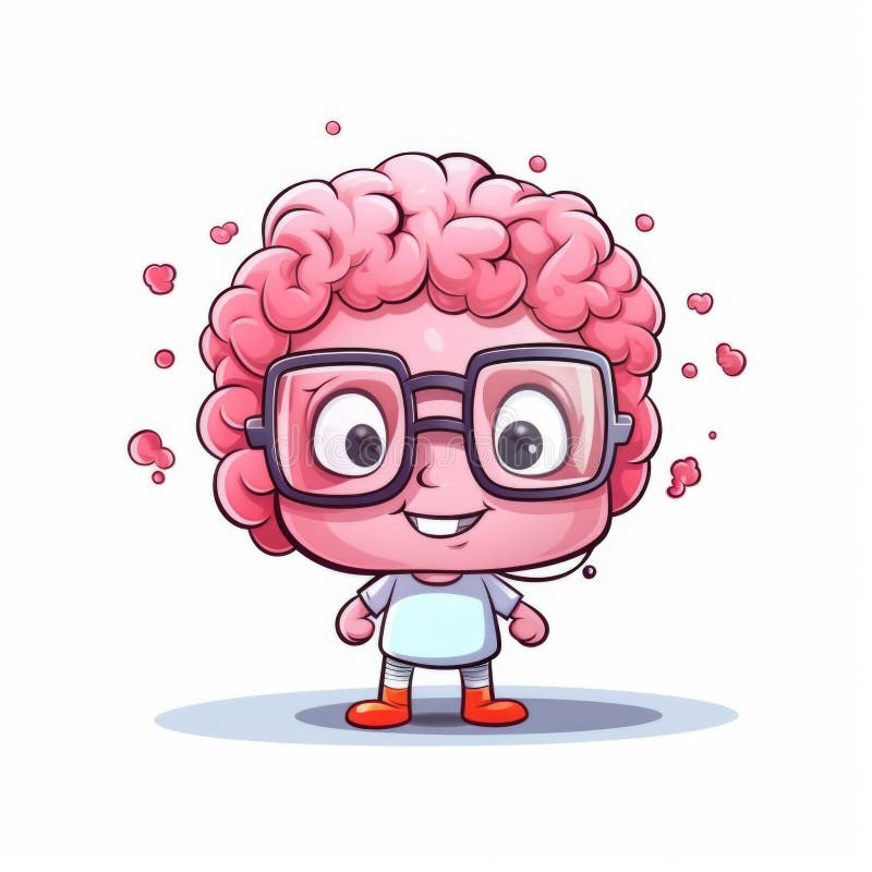 Cute Brain Cartoon Character Came Up With An Idea Cartoon Style Modern Simple Illustration