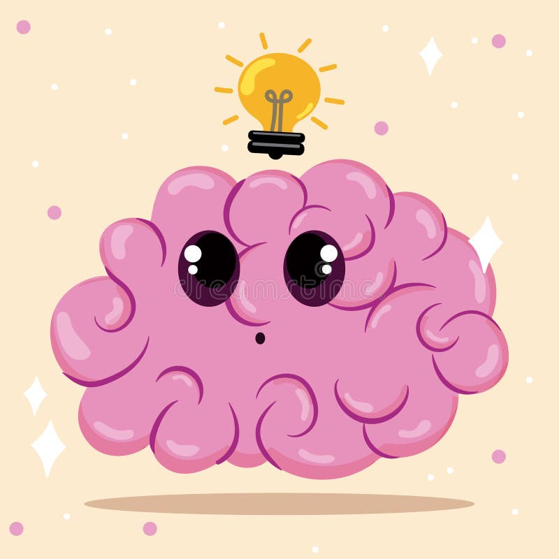 Cute Brain Cartoon Character Reading a Book Vector Stock Vector ...