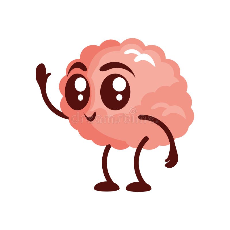 Cute Brain Greeting Cartoon Stock Vector - Illustration of cute, mascot ...