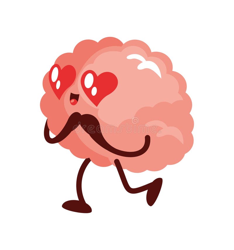 Cute brain in love stock vector. Illustration of isolated - 319333264