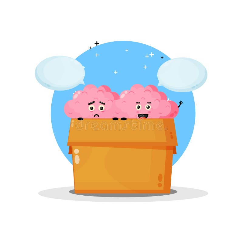 Cute Brain Mascot in the Box Stock Vector - Illustration of cartoon ...