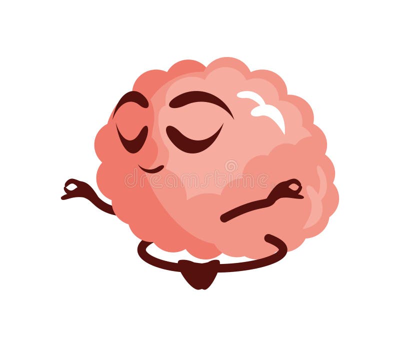 Cute Brain Meditating Cartoon Stock Vector - Illustration of idea ...