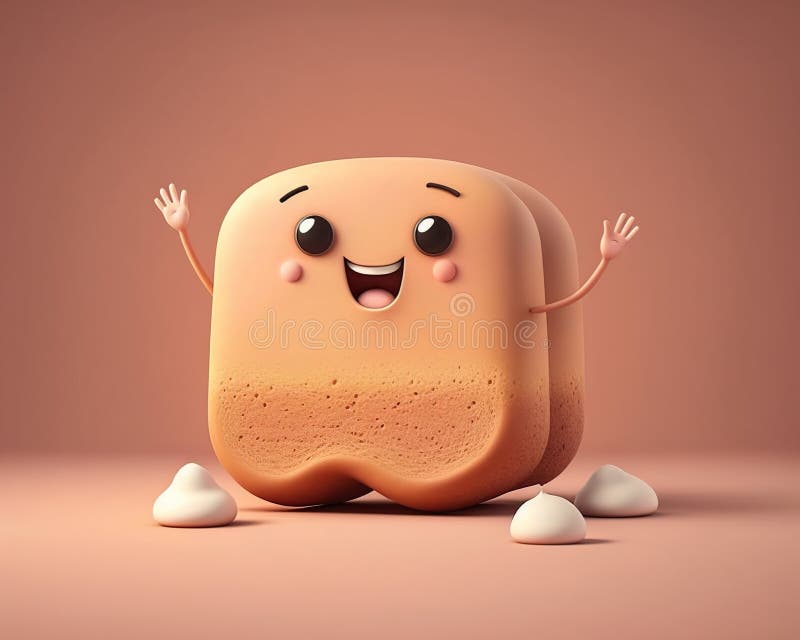 Cute Bread Sweet Smile Isolated 3d Render Style Ai Generated Stock Illustration Illustration