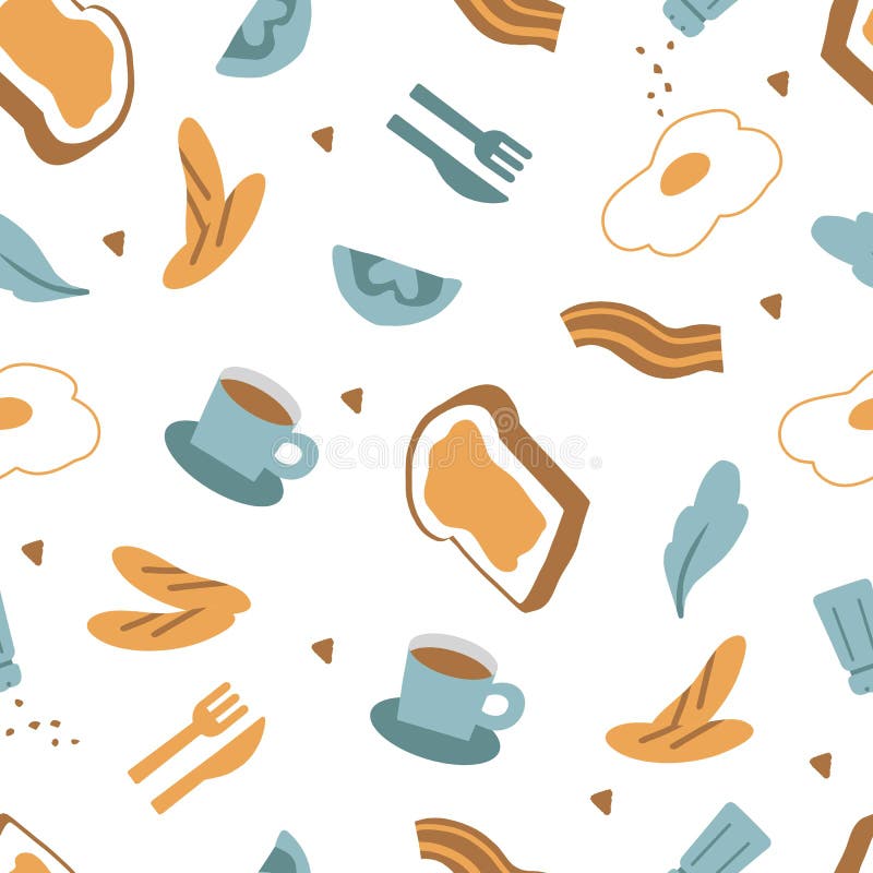Cute Simple Breakfast Flat Vector Illustration Pattern Stock Vector ...