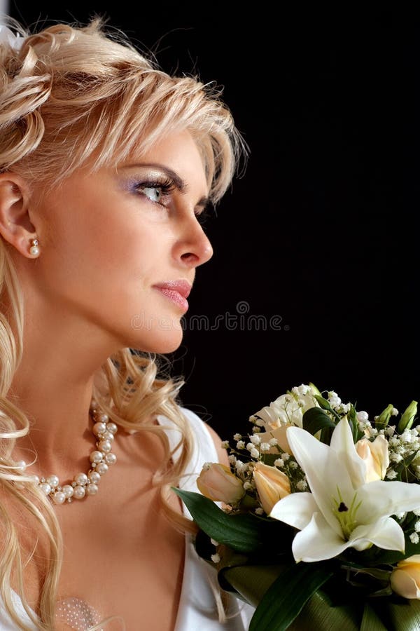 Cute Bride Girl with Flowers Stock Image - Image of fine, love: 22569121